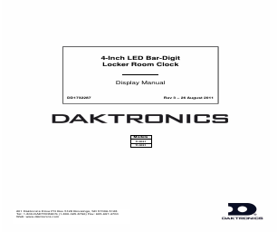 Daktronics TI-3031 4-Inch LED Bar-Digit Locker Room Clock - инструкции